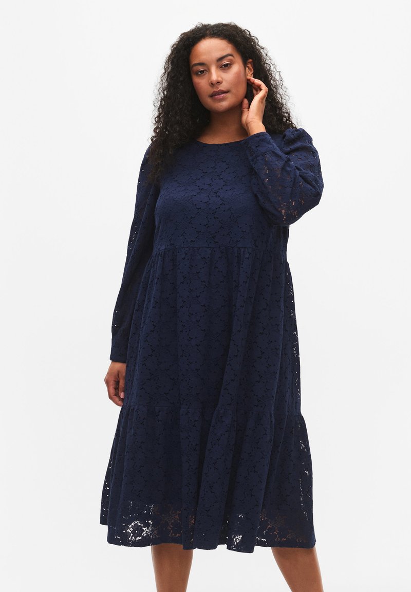 Zizzi WITH LONG SLEEVES - Robe de jour - navy blazer/bleu marine ...