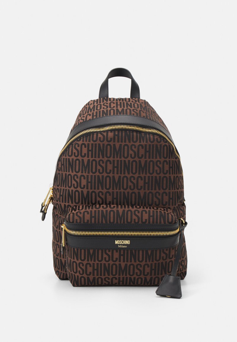 MOSCHINO LOGO BACKPACK UNISEX - Mochila - black on brown/marrón ...