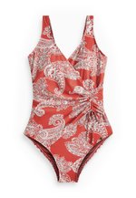 Next RUCHED SIDE TUMMY CONTROL SWIMSUIT - Plavky - red paisley/špinavě ...