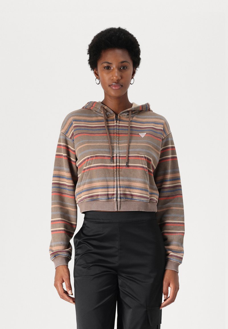 Guess Originals GO STRIPE HOODIE - Hættetrøje - brown shitake/brun ...
