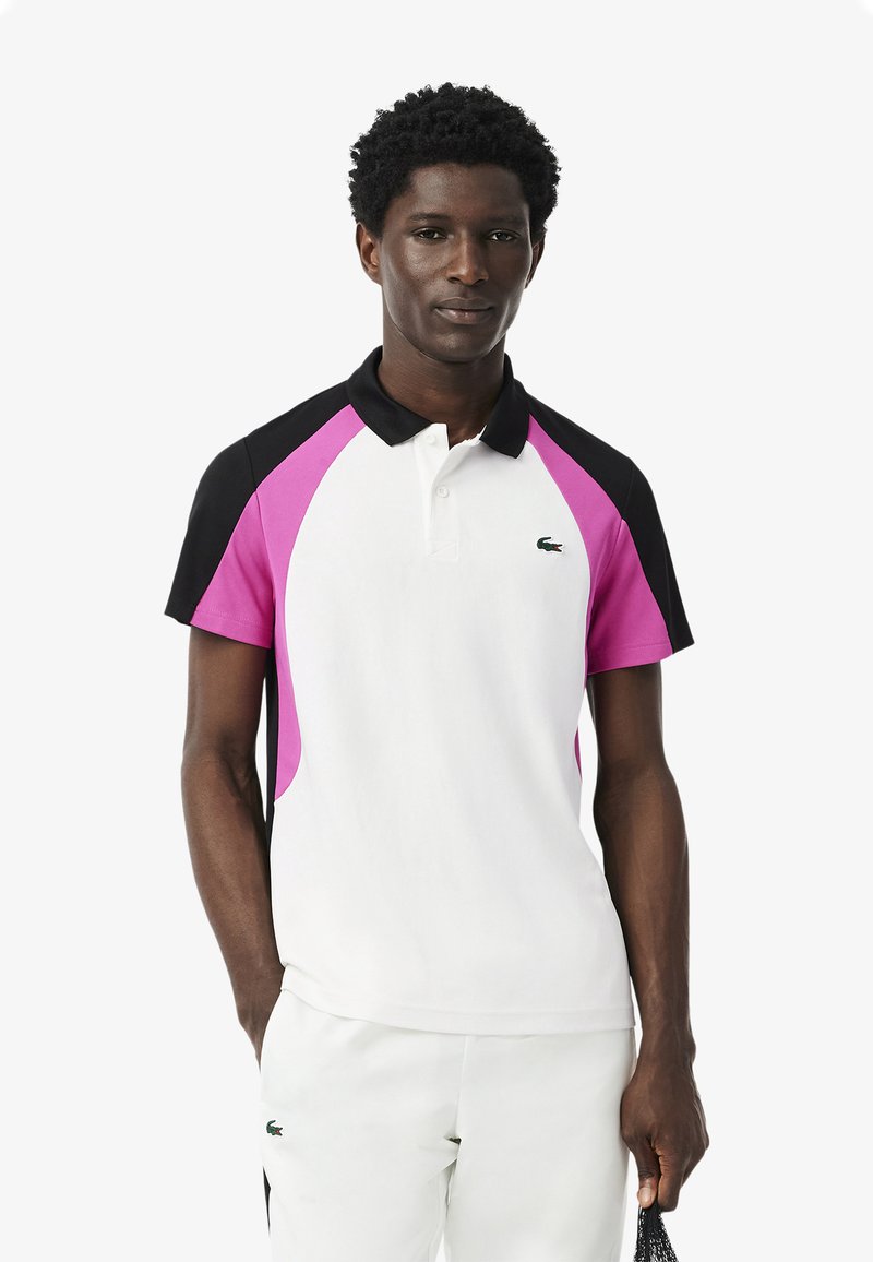Lacoste Sport SHORT SLEEVES - Polo - blanc rose noir-h6i/blanco ...