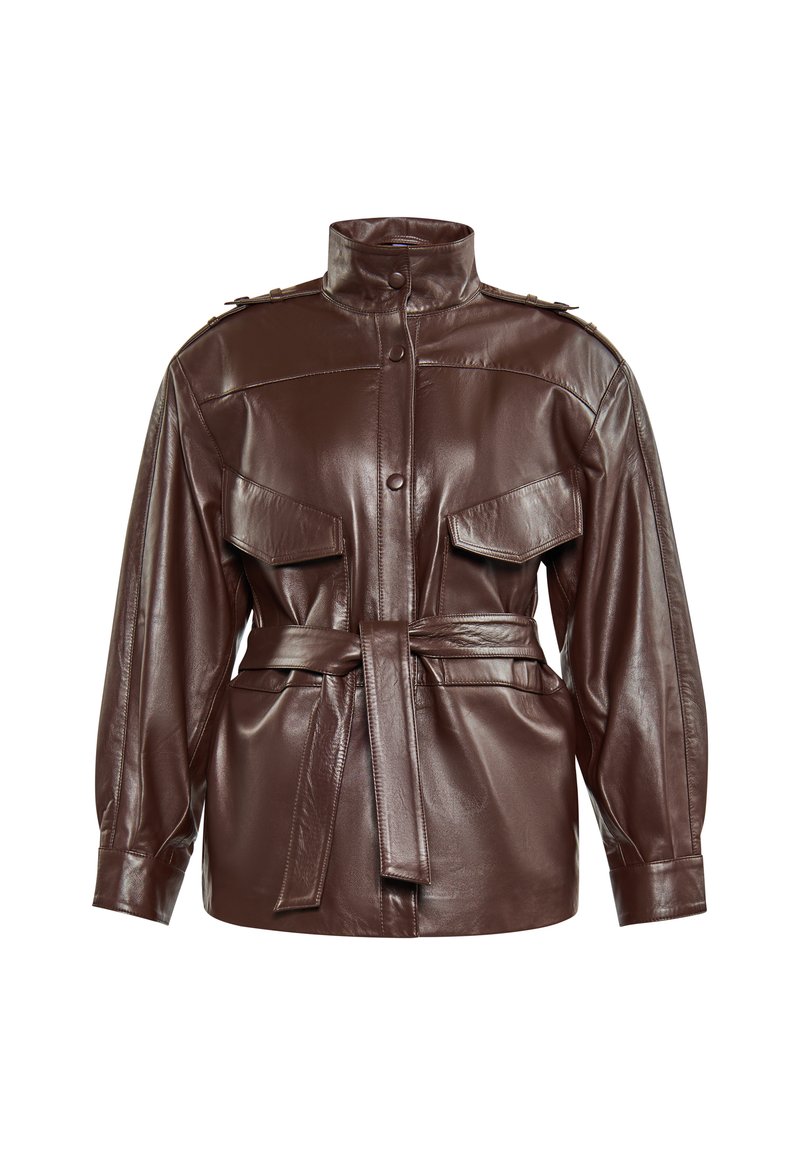 faina Leather jacket - braun/brown - Zalando