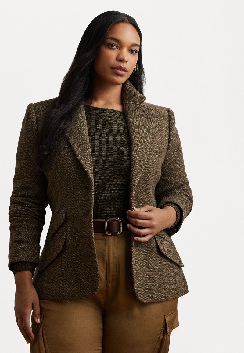 Lauren Ralph Lauren Woman WOOL BLEND HERRINGBONE TWEED BLAZER - Blazer - olive multi/olive - Zalando