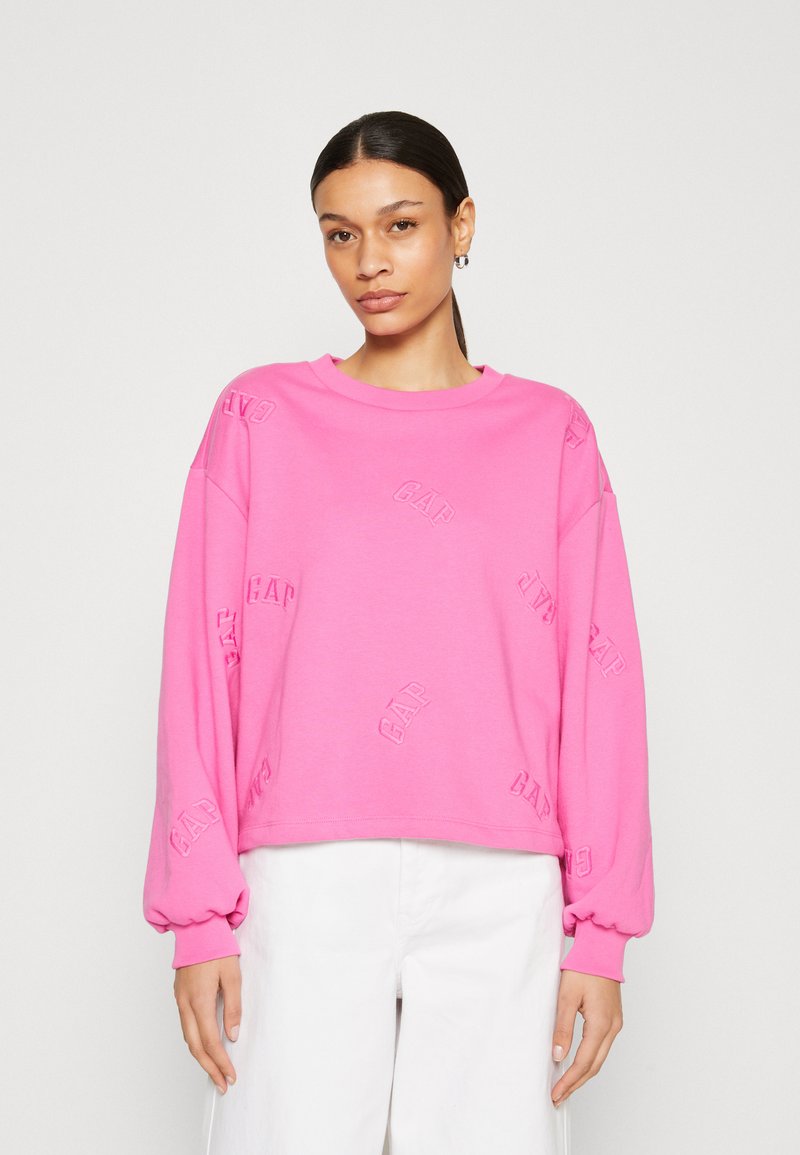 GAP LOGO CROP CREW - Mikina - standout pink/růžová - Zalando.cz