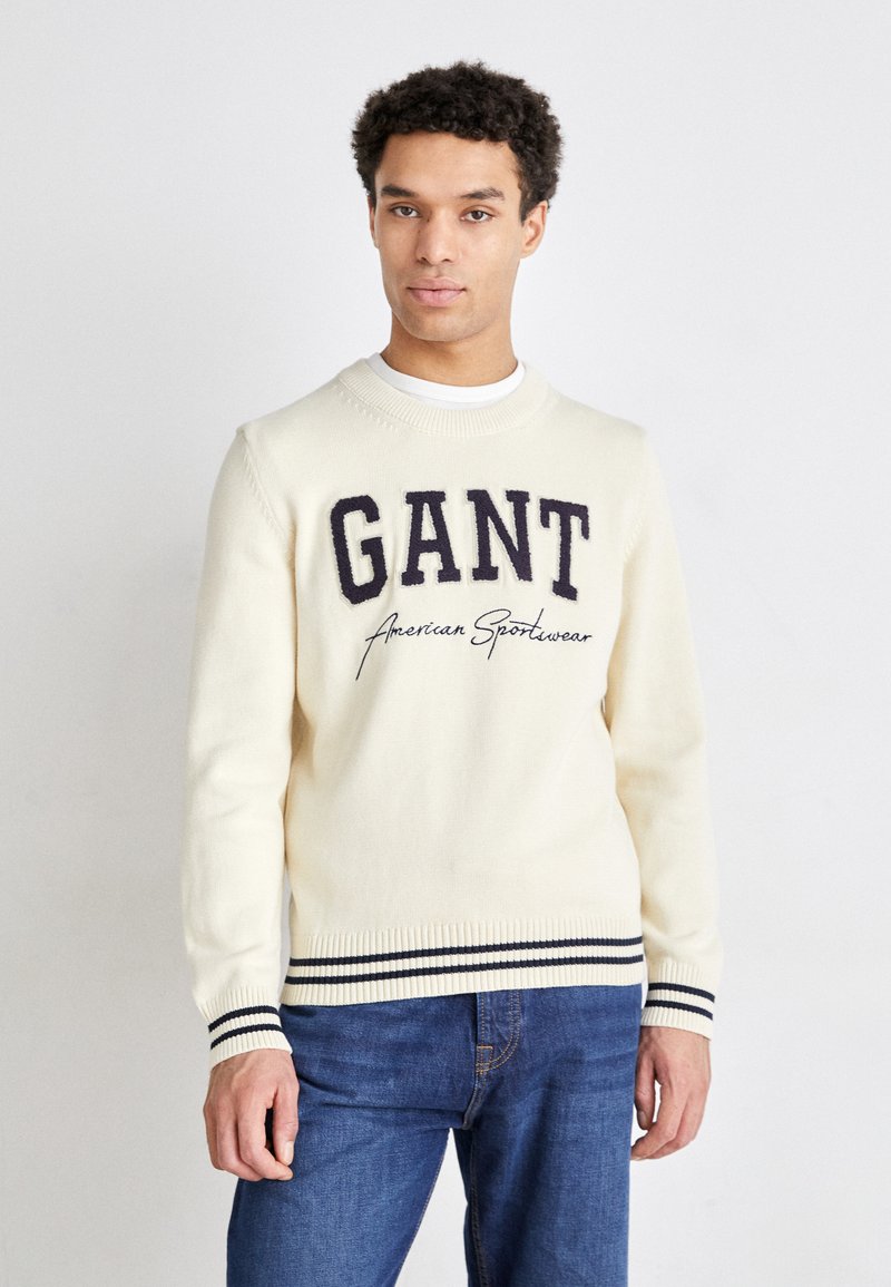 GANT COLLEGIATE C NECK - Jumper - cream/off-white - Zalando.co.uk
