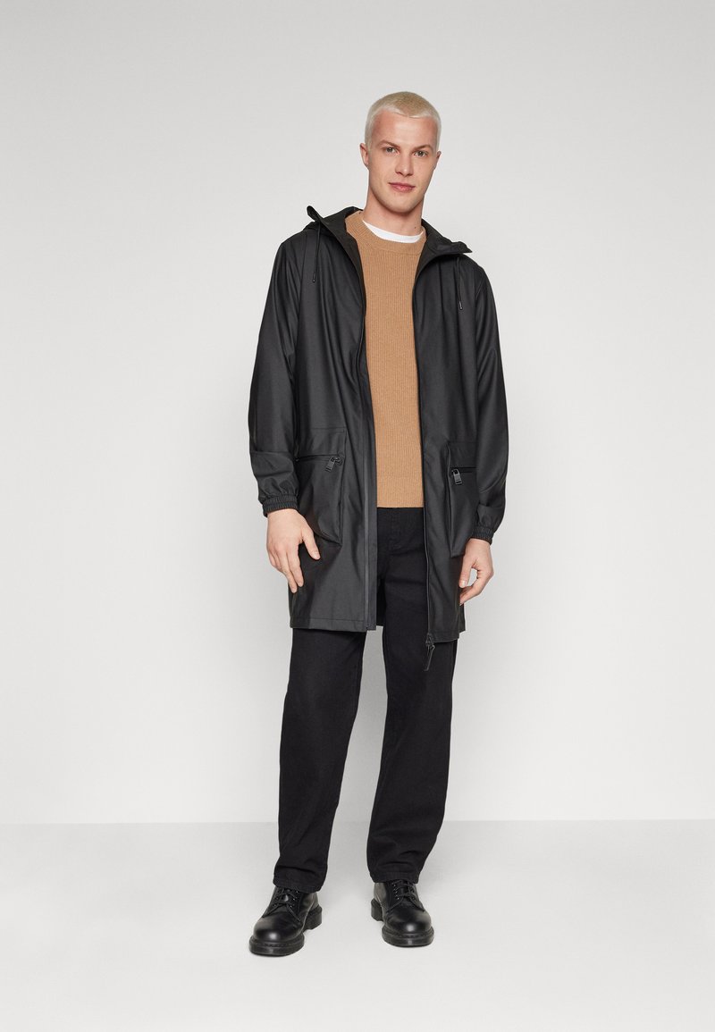 Rains CARGO LONG JACKET UNISEX - Waterproof jacket - black - Zalando.ie