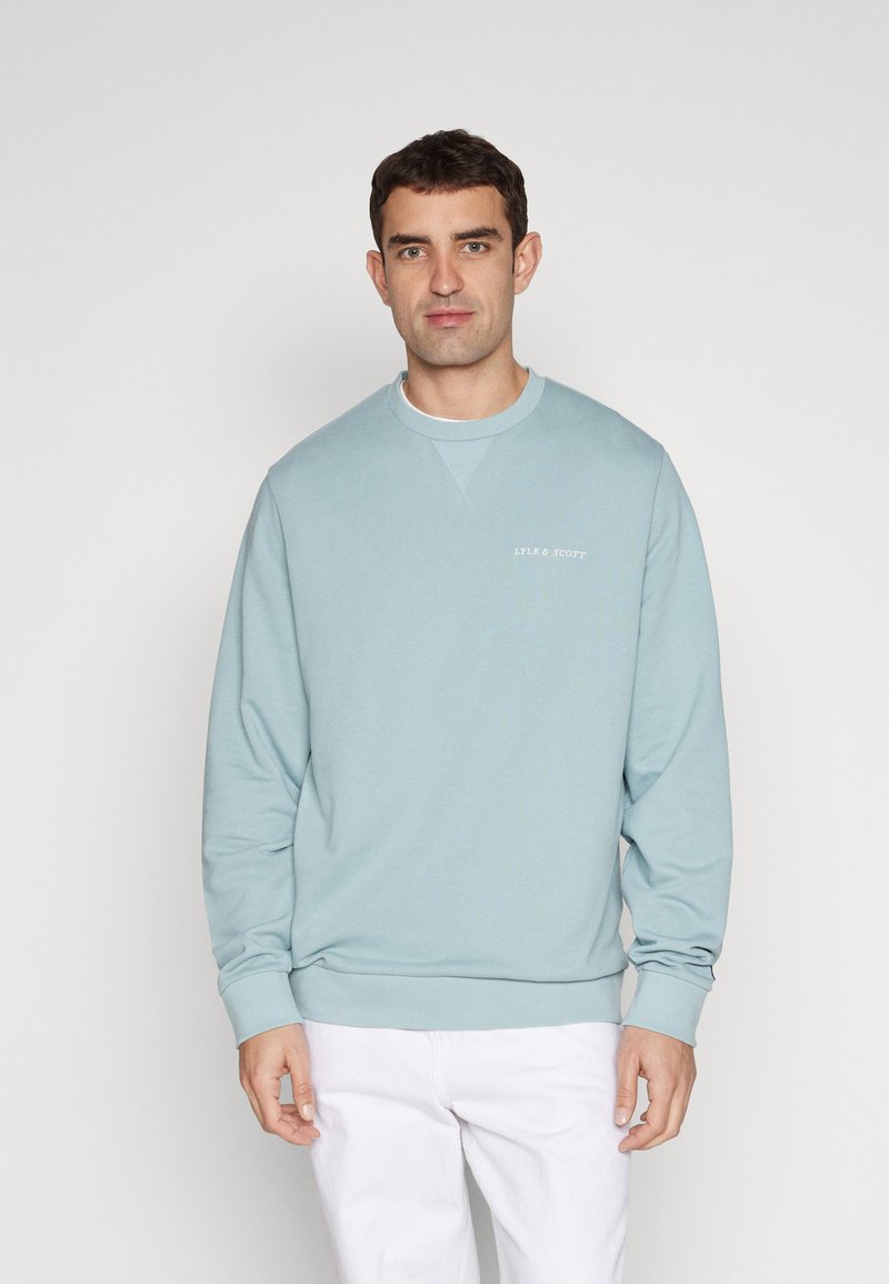 Lyle & Scott LOOPBACK EMBROIDERED CREW NECK - Sweatshirt - slate blue ...