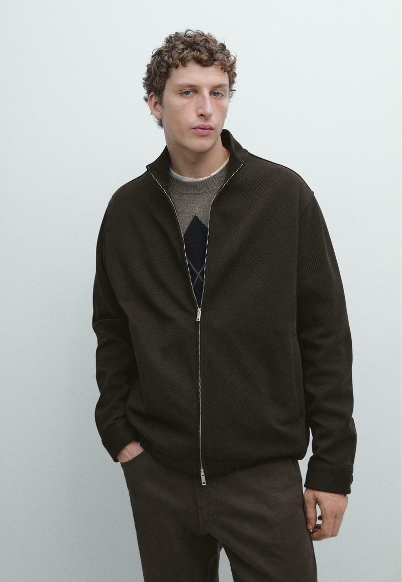 Massimo Dutti ZIP-UP - Cardigan - dark brown - Zalando.co.uk