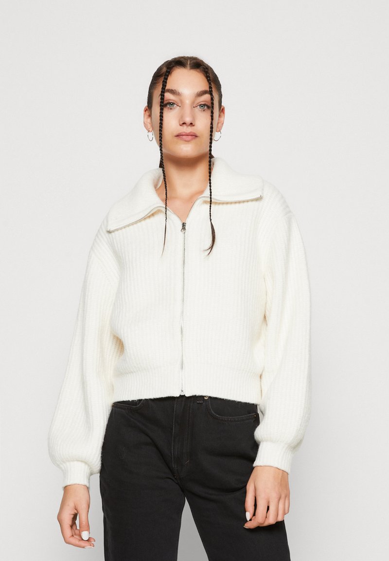 Weekday BRIELLE ZIPPED CARDIGAN - Neuletakki - white dusty light ...
