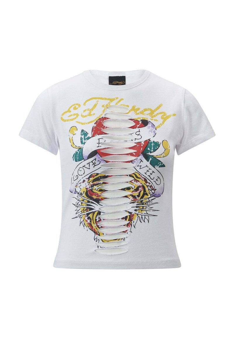 Ed Hardy LOVE-RUNS-WILD - T-Shirt print - washed white/weiß - Zalando.de