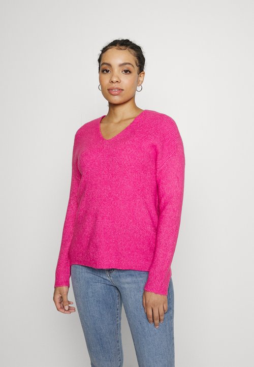 ONLY ONLCAMILLA V-NECK - Strickpullover - strawberry moon detail ...