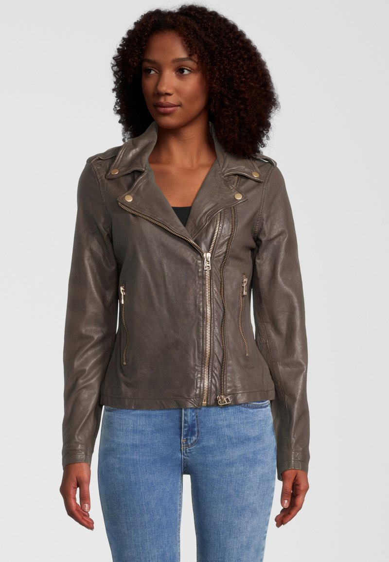 Goosecraft GC BIKER - Lederjacke - dark pewter/dunkelgrau - Zalando.ch