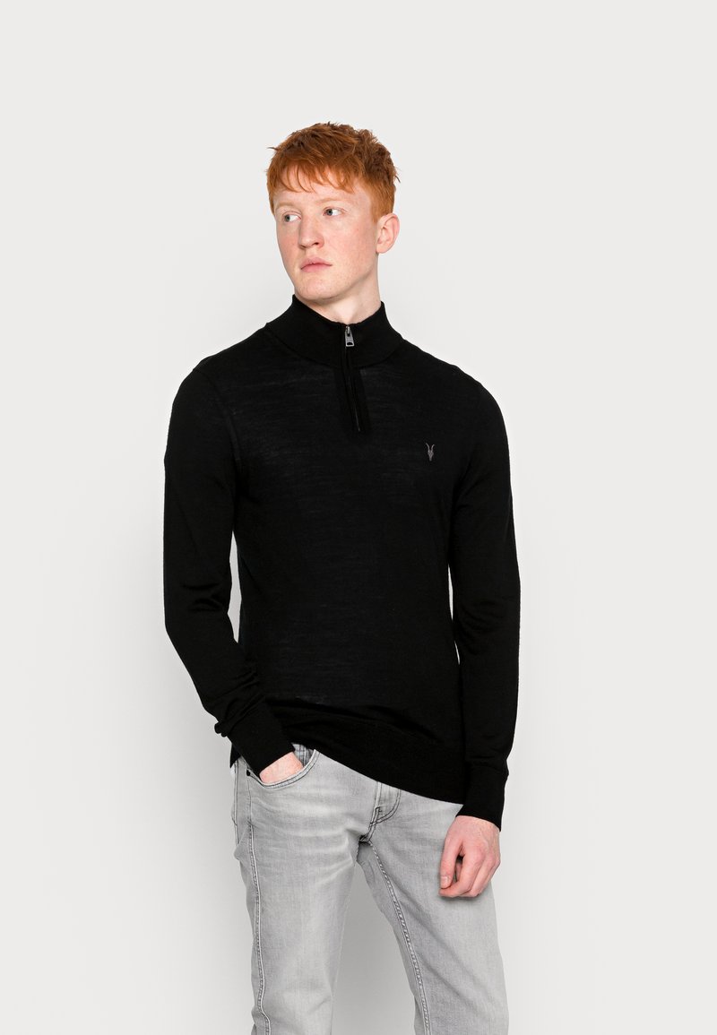 AllSaints MODE ZIP FUNNEL - Strickpullover - black/schwarz - Zalando.de
