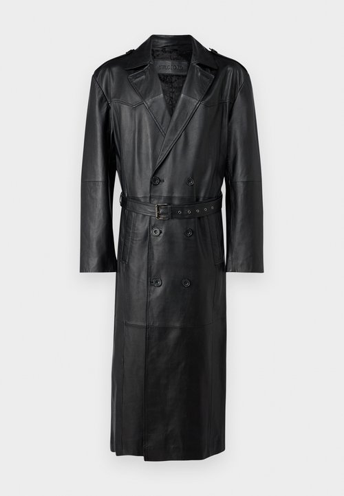 STUDIO ID ANTOINE - Leren broek - black/zwart - Zalando.be