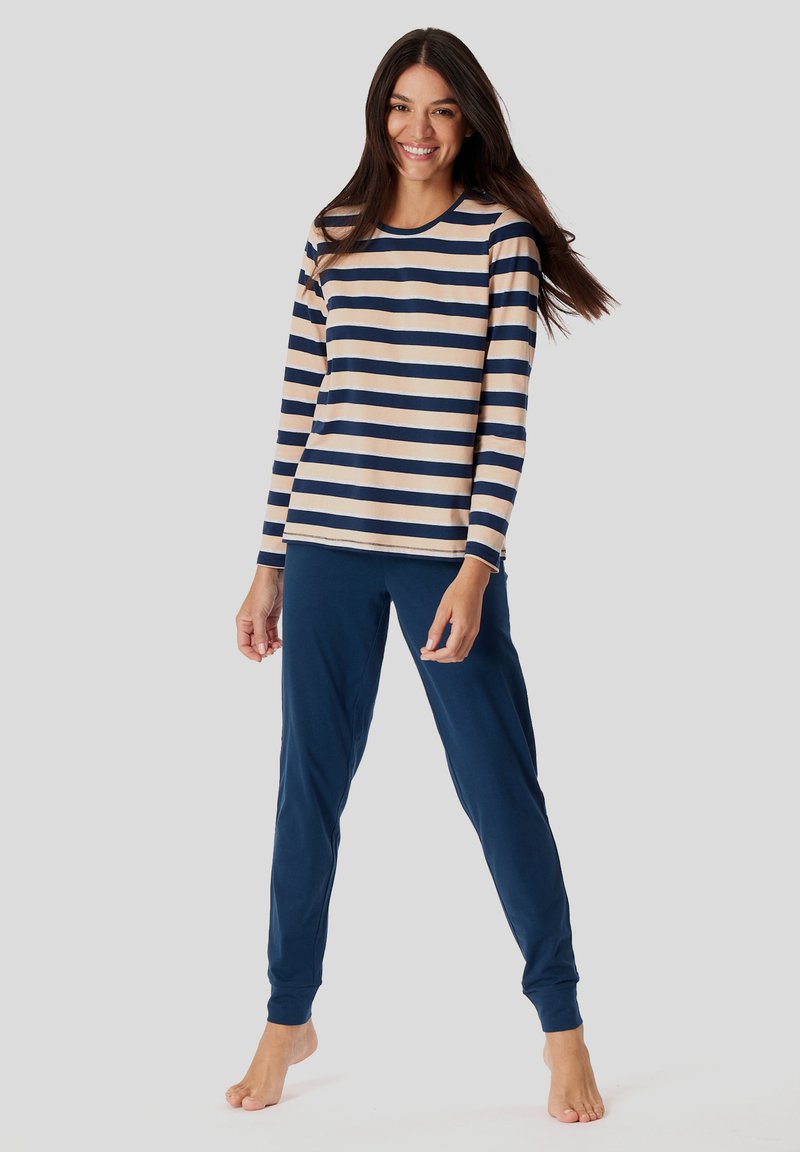 Schiesser LANG - CASUAL ESSENTIALS - Pyjama - blau pfirsich/bleu marine ...