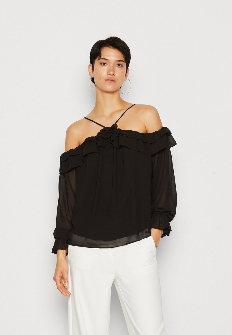 Forever New CALLIOPE RUFFLE ARROW NECK - Blouse - black - Zalando.ie
