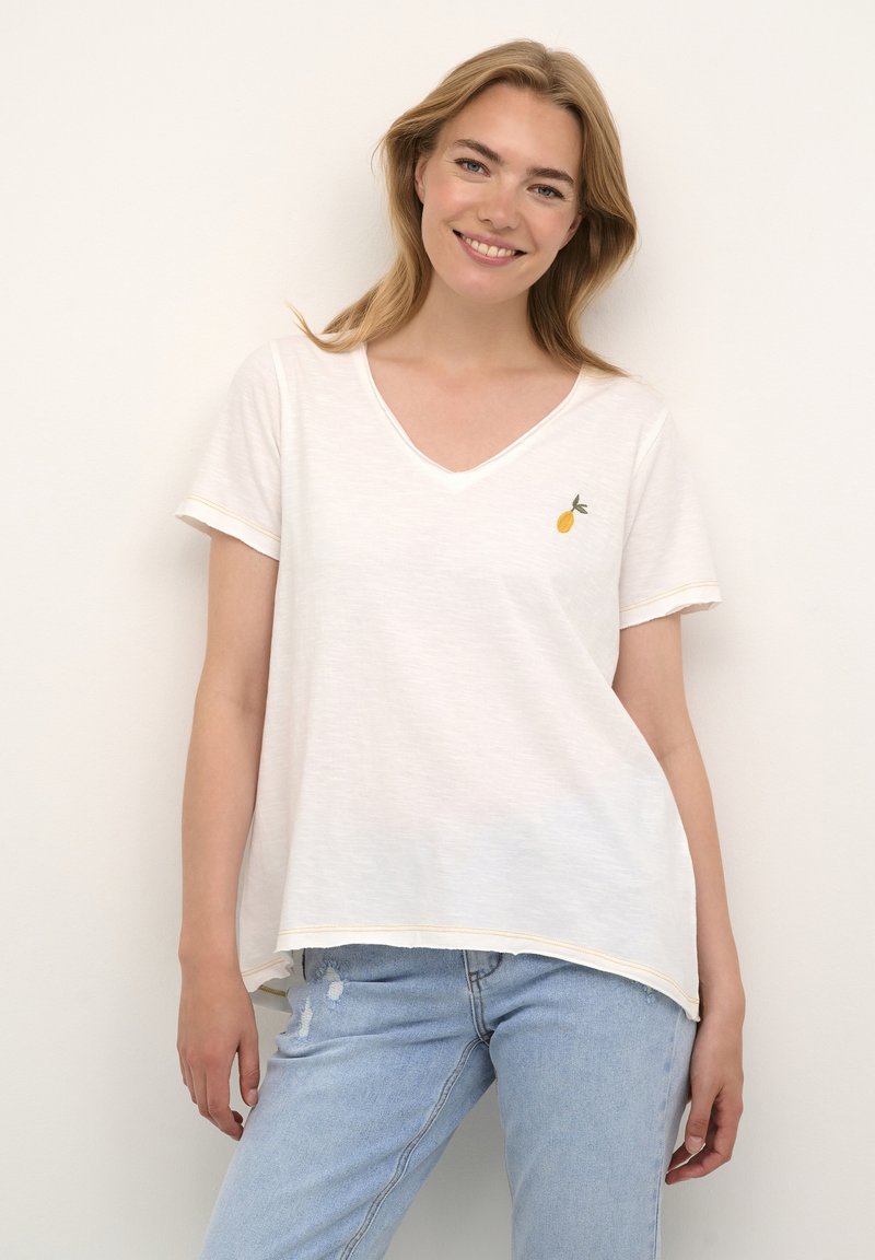 Cream Print T-shirt - snow white/white - Zalando.ie