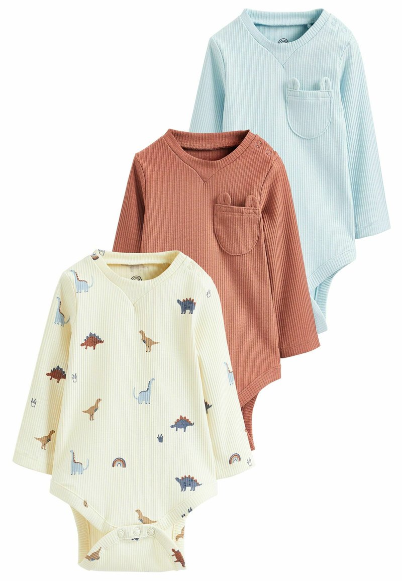 Next BABY BODYSUITS 3 PACK - Body - rust brown /ecru/white dinosaur ...