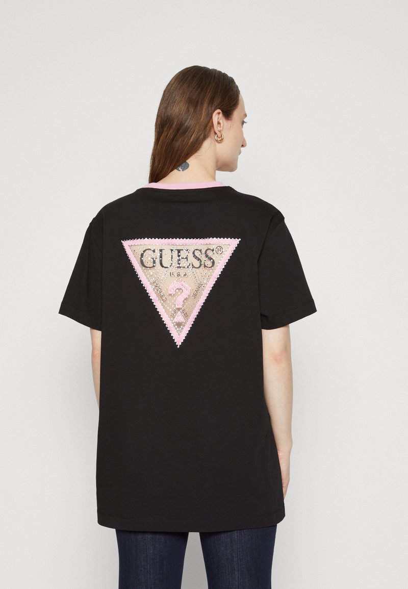 Guess TRIANGLE - Marškinėliai su spaudiniu - jet black/juoda - Zalando.lt