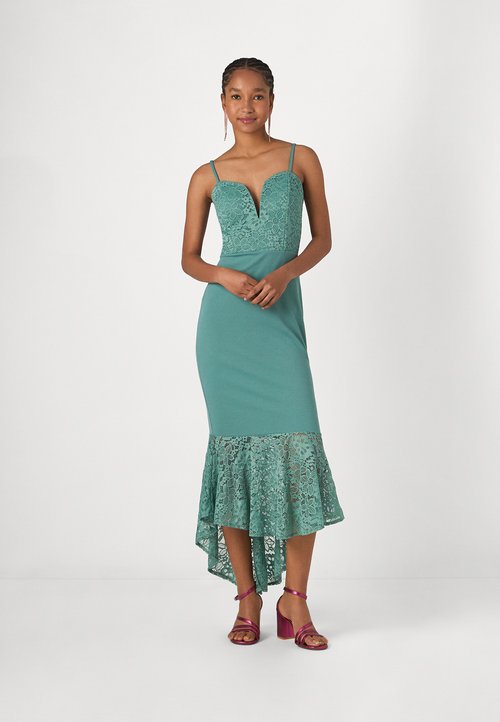 WAL G. V NECK RUFFLE SLEEVE MIDI DRESS - Kokteilikleit/peokleit - black ...