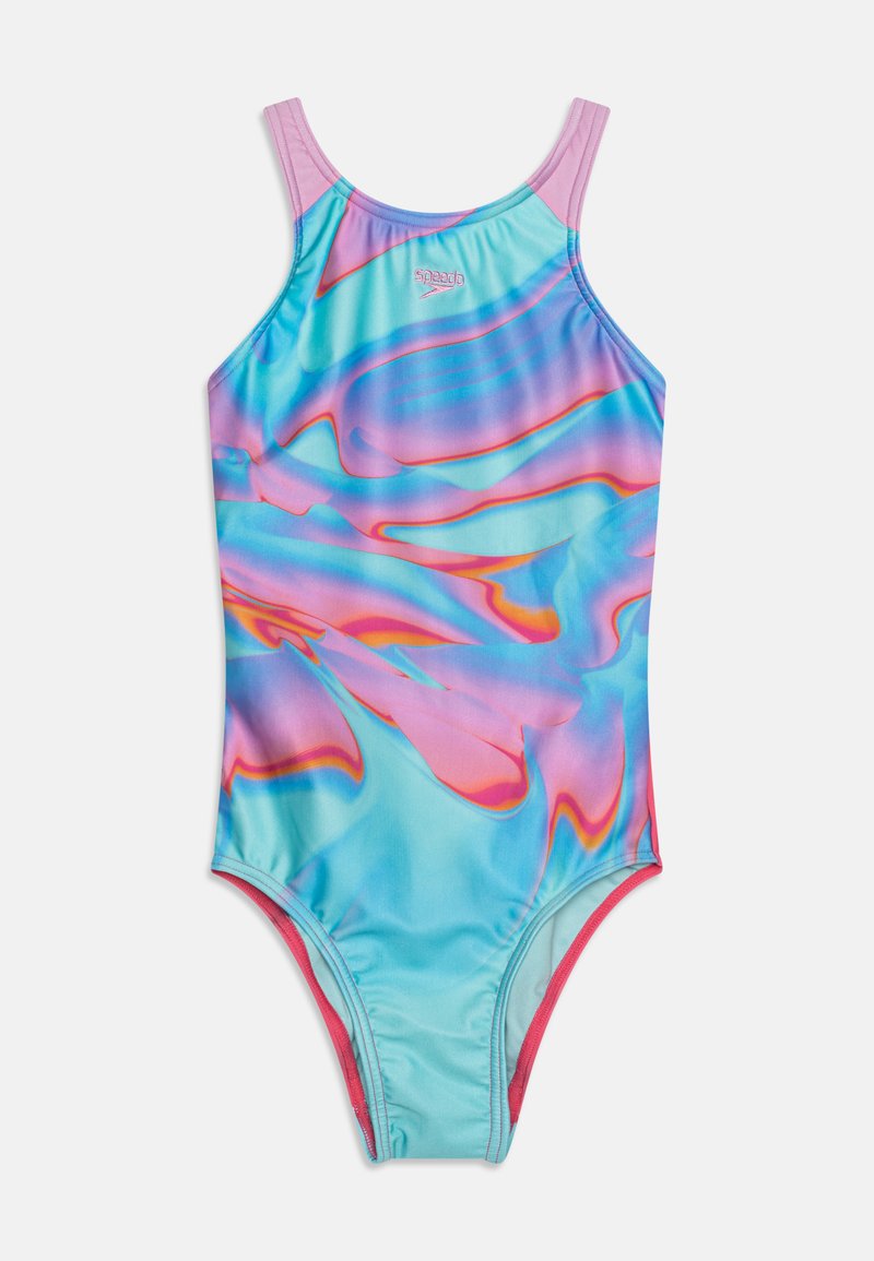 Speedo GIRLS PRINTED PULSEBACK - Swimsuit - fandango/funny pink/pink ...