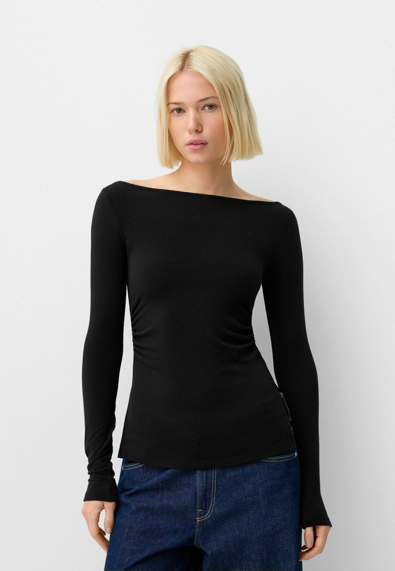 Bershka Long sleeved top - black denim/black - Zalando.ie