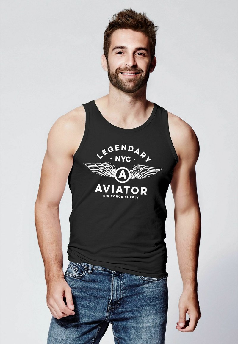 Neverless TANK LEGENDARY NYC AVIATOR LUFTWAFFE FLÜGEL - Top - schwarz ...