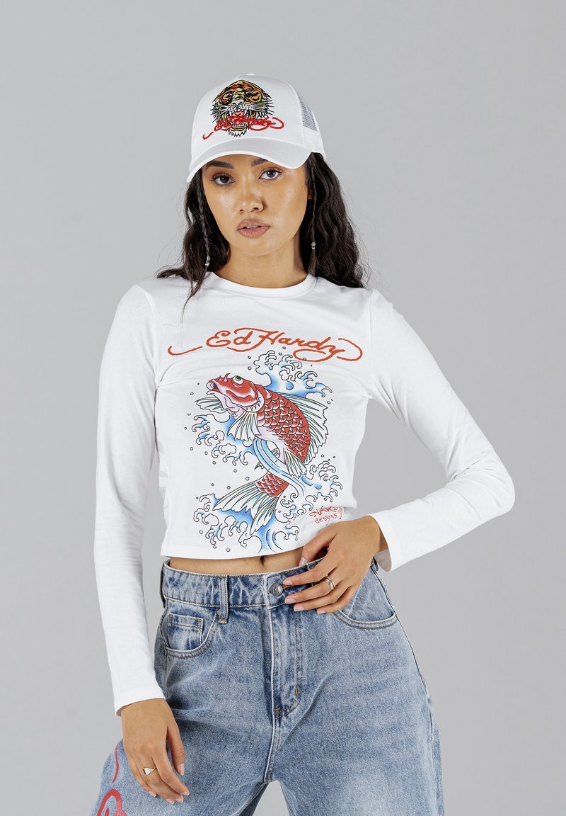 Ed Hardy KOI FISHING - Langærmet T-shirt - washed white/hvid - Zalando.dk