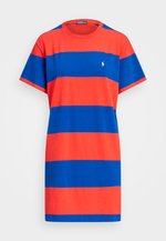 Polo Ralph Lauren SHORT SLEEVE DAY DRESS - Vestito di maglina - sapphire star/bright hibiscus ...