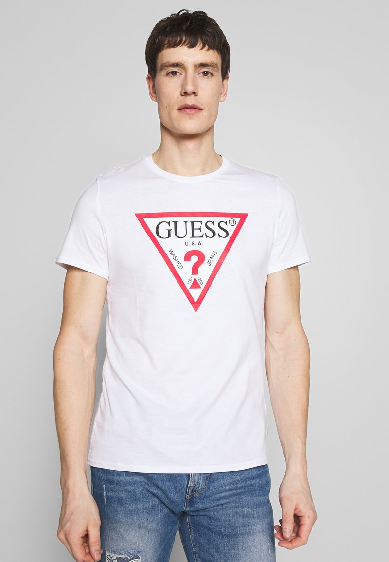 Guess ORIGINAL LOGO TEE - Print T-shirt - true white/white - Zalando.co.uk