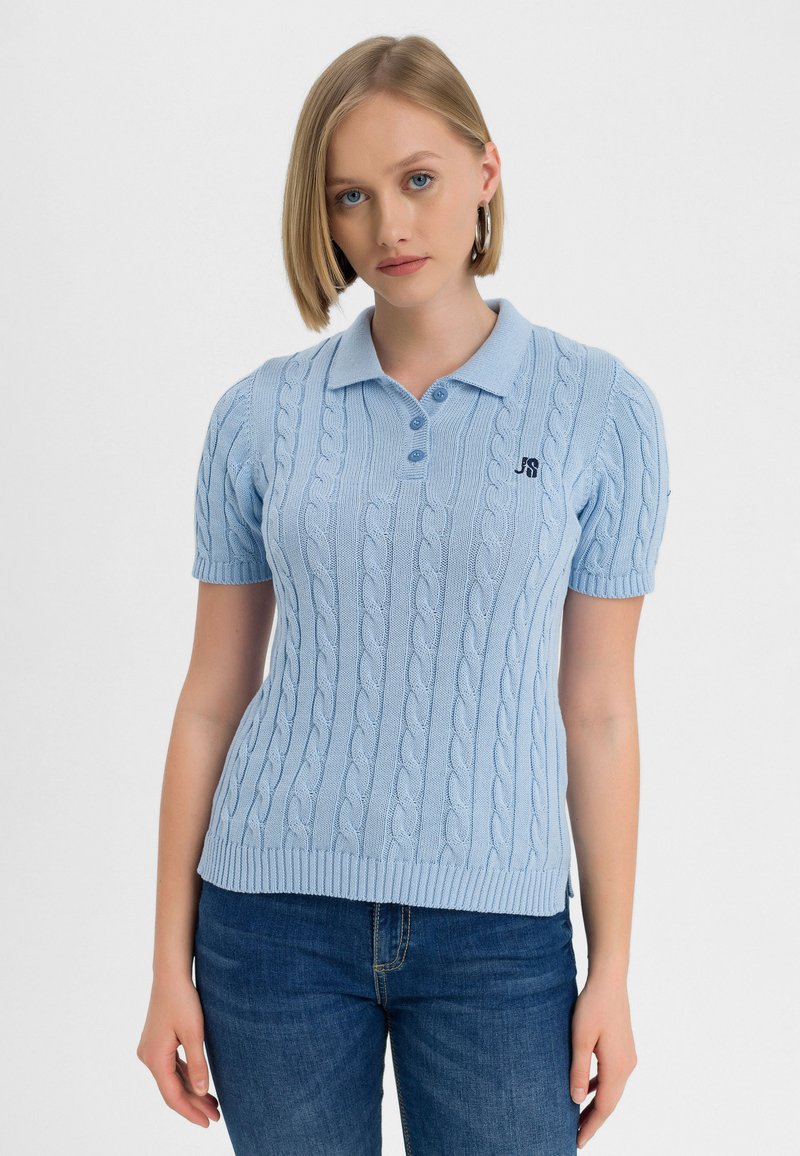Felix Hardy CABLE SHORT SLEEVE - Polo - light blue/bleu clair - ZALANDO.FR