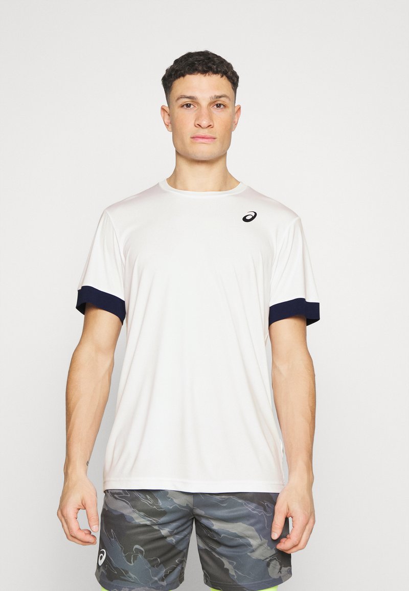 ASICS MEN COURT SS TOP - Basic T-shirt - brilliant white/midnight/white ...