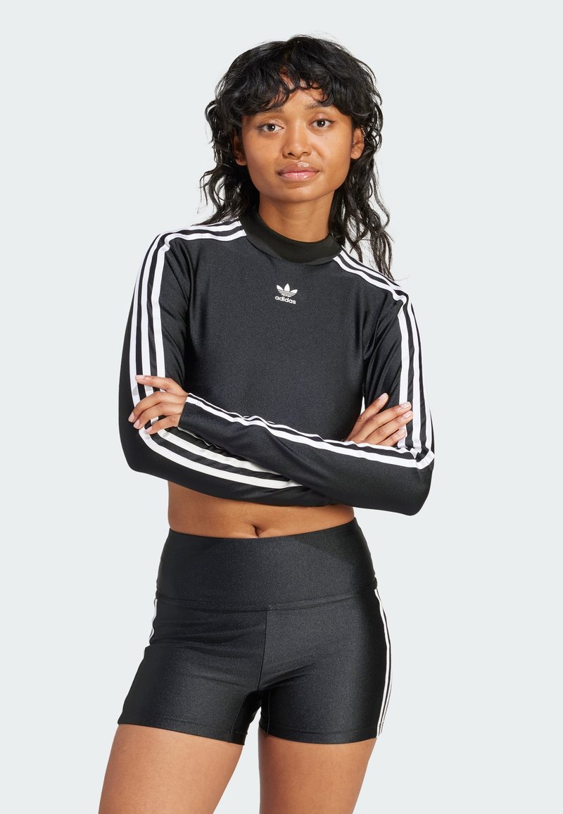 adidas Originals 3 STRIPE CROPPED - Long sleeved top - black - Zalando.de
