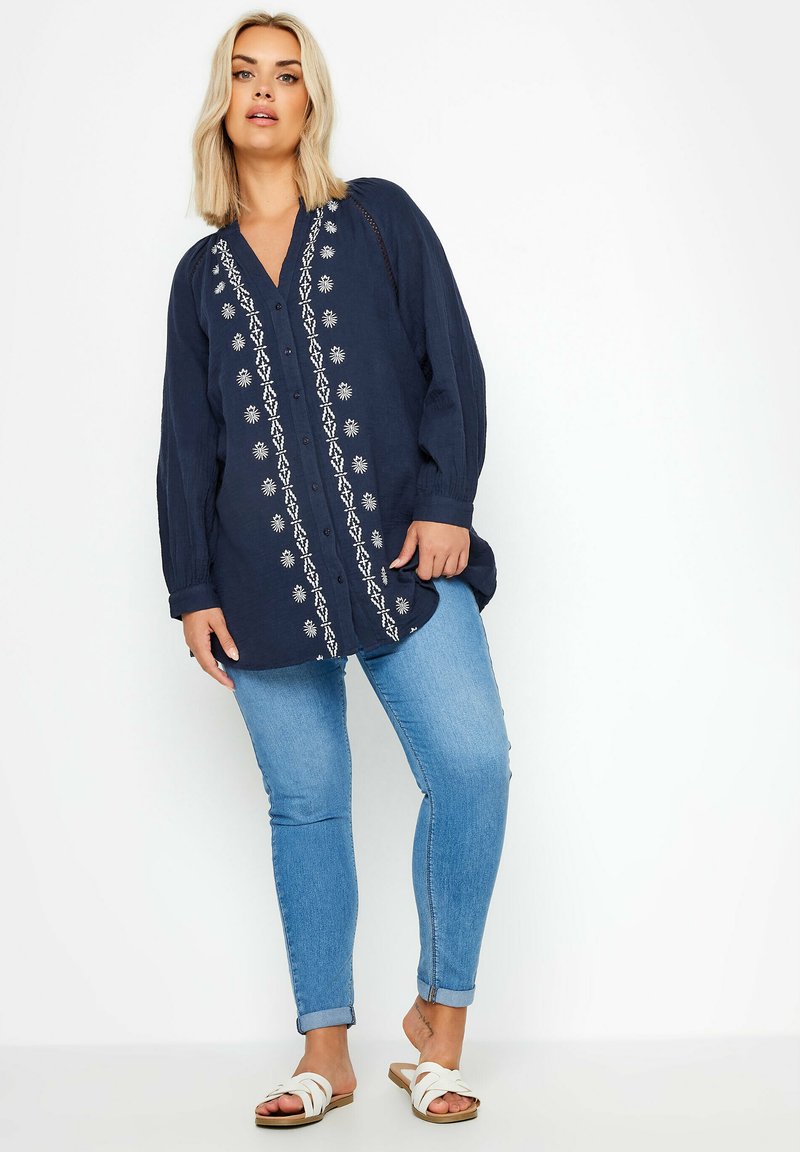 Yours Clothing CHEESECLOTH - Blouse - blue/donkerblauw - Zalando.nl