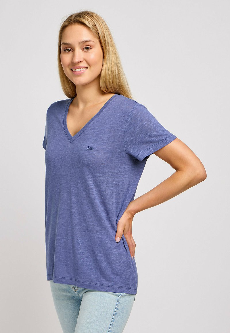 Lee V NECK - Camiseta básica - surf blue/azul - Zalando.es
