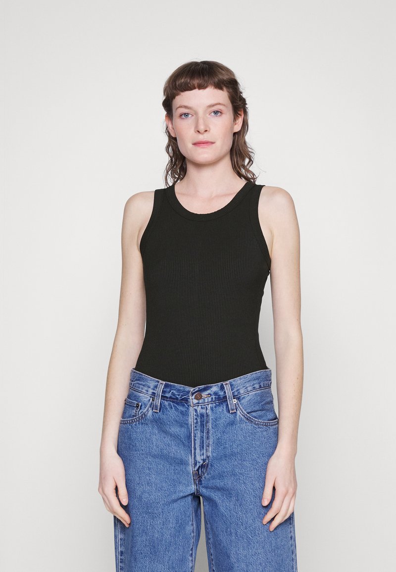 Calvin Klein RIB FITTED TANK - Top - black/schwarz - Zalando.at