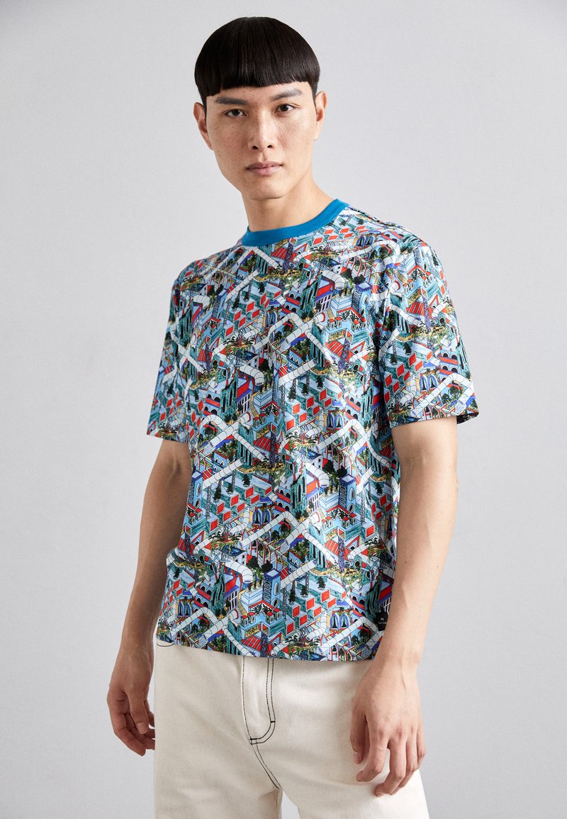 PS Paul Smith MENS JACKS WORLD - T-Shirt print - blue multi/blau ...