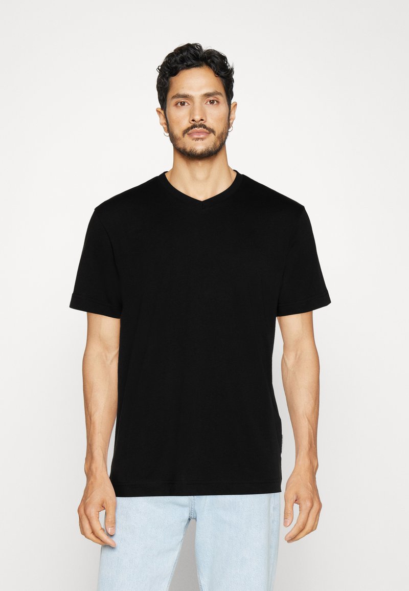 TOM TAILOR DENIM RELAXED V NECK - T-shirt basic - black/zwart - Zalando.nl