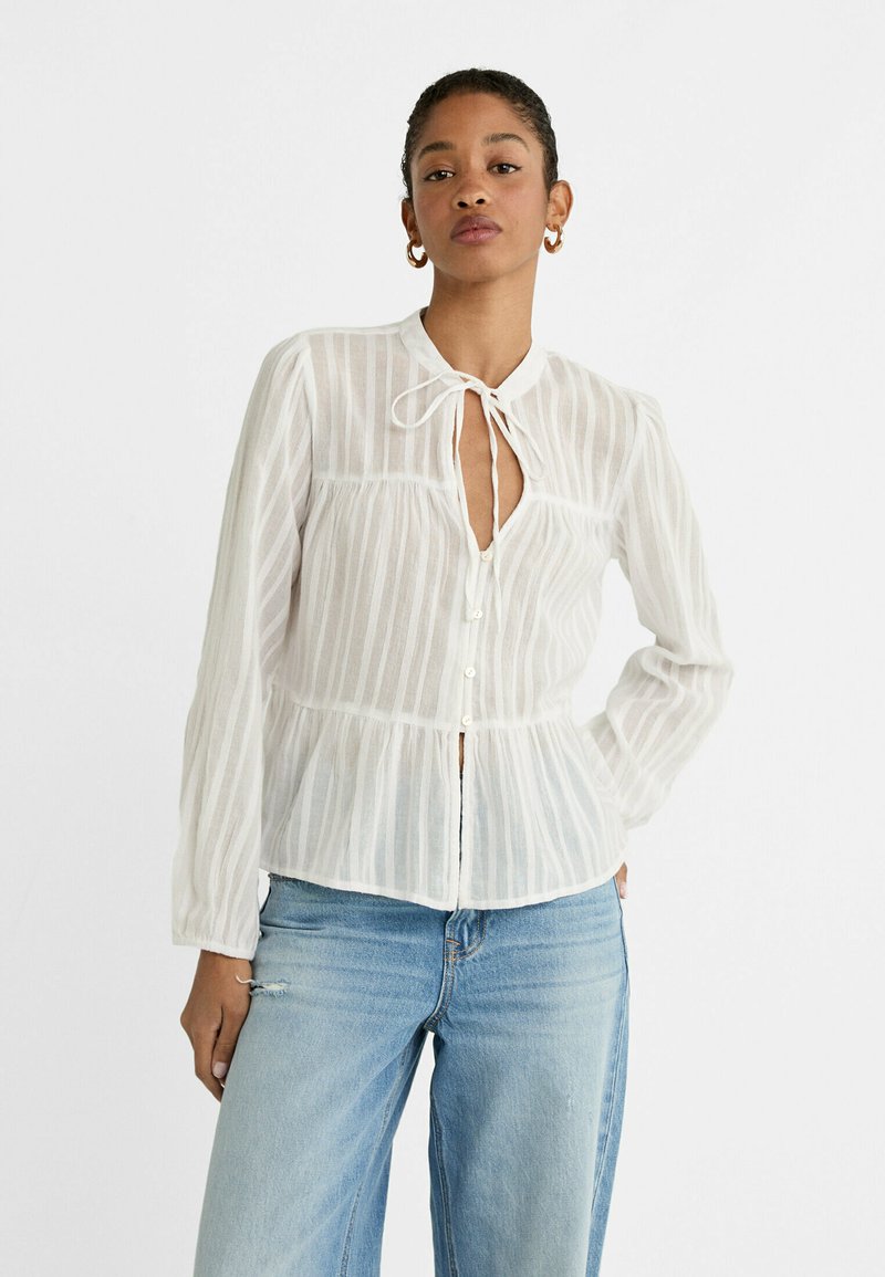 Stradivarius FLOWING BOHO - Blus - white/vit - Zalando.se