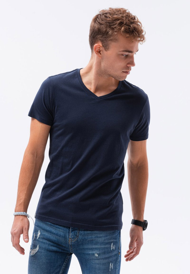 Ombre SET OF THREE Z29 - T-shirts basic - navy blue/light grey/burgundy/bordeaux - Zalando.dk