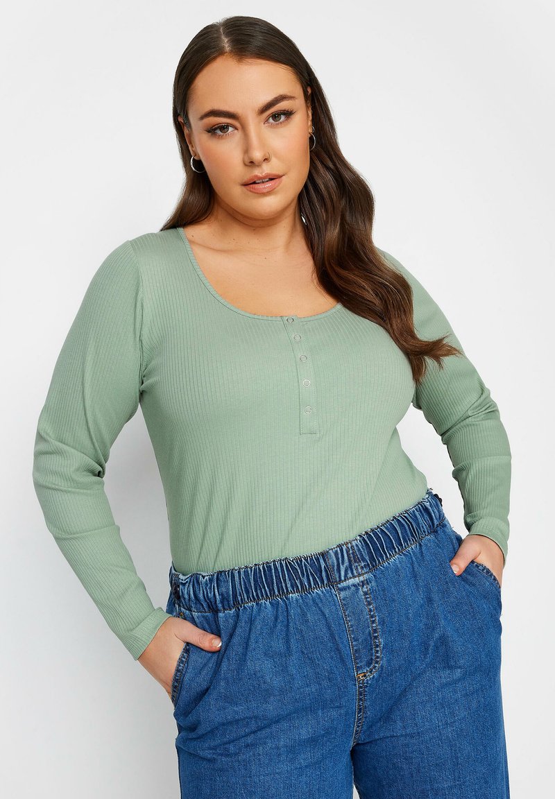 Yours Clothing POPPER FASTENING - Långärmad tröja - green/ljusgrön ...