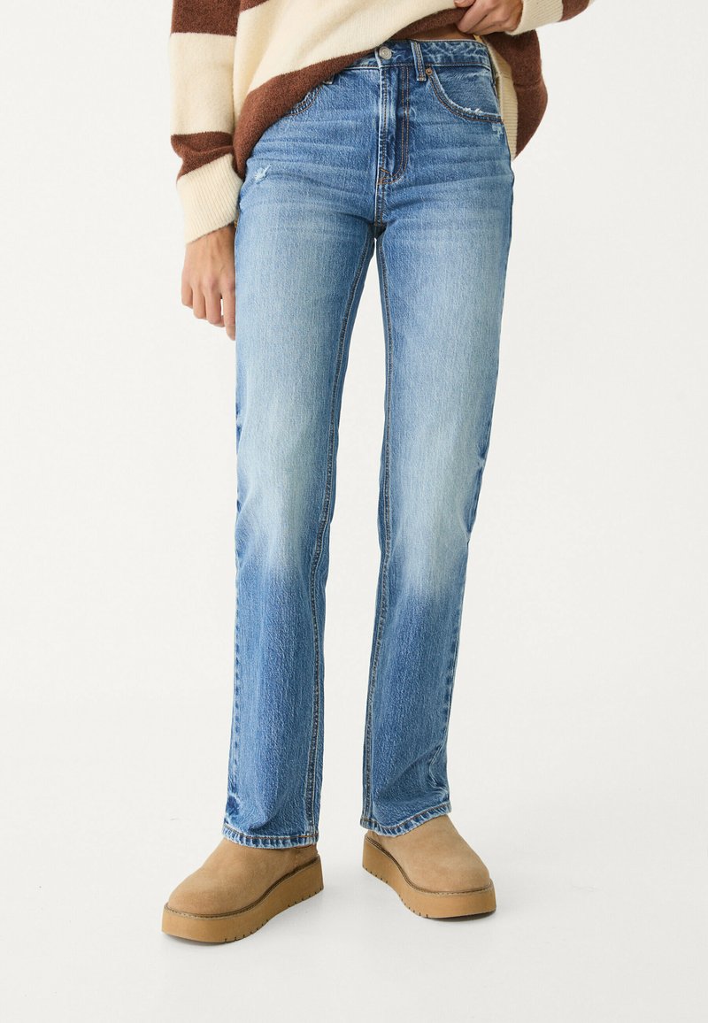 Stradivarius VINTAGE - Jeans Straight Leg - mottled dark blue ...