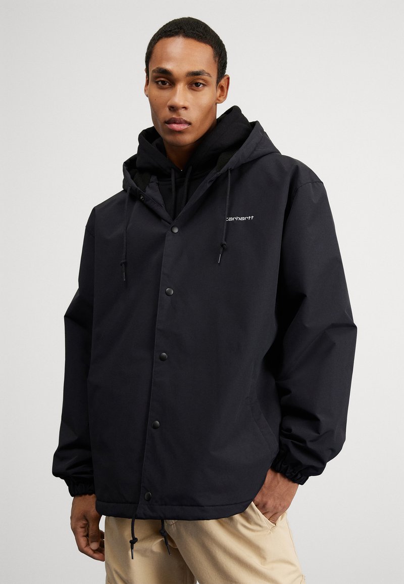 Carhartt WIP HOODED COACH JACKET - Talvitakki - black / white/musta - Zalando.fi