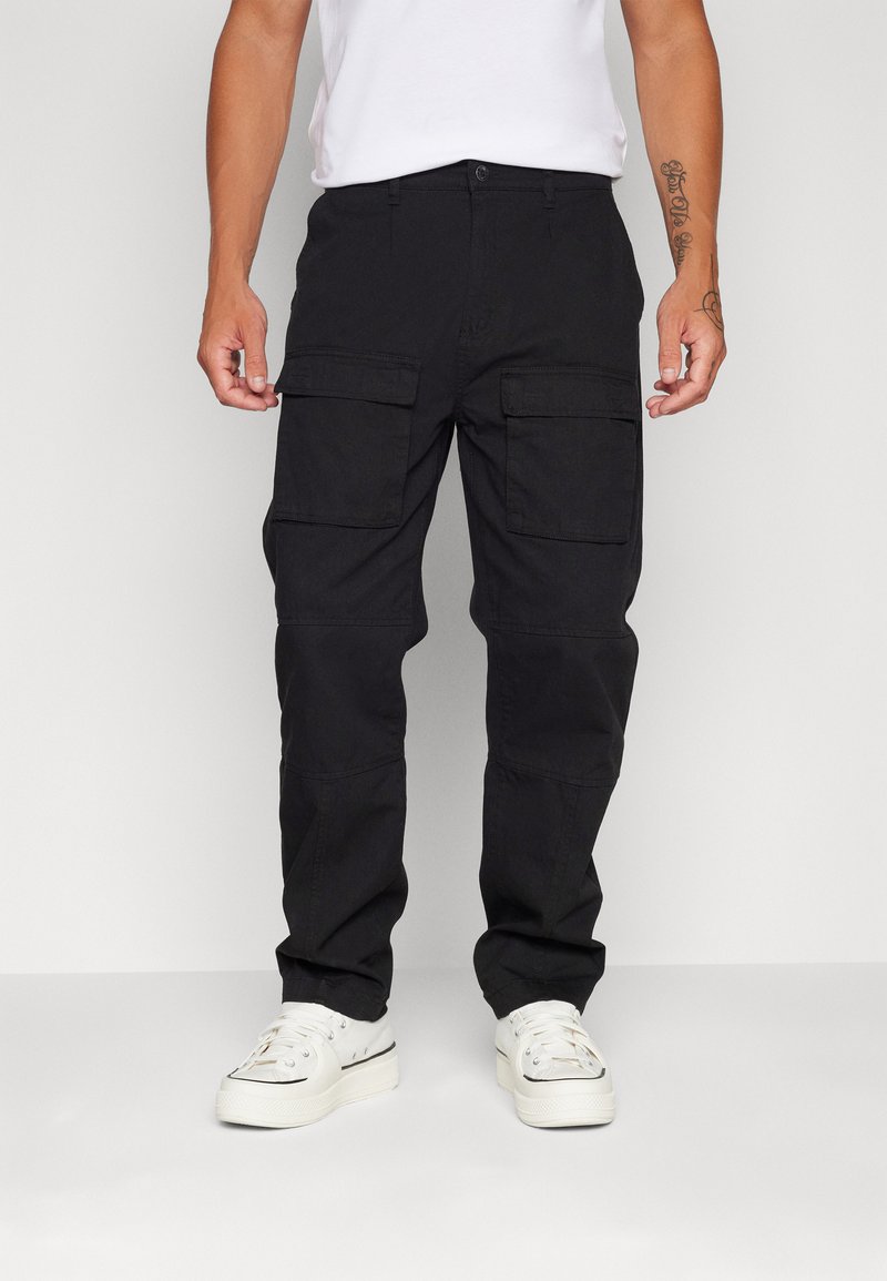 Denim Project DOUBLE POCKET PANTS - Pantalones cargo - black/negro ...