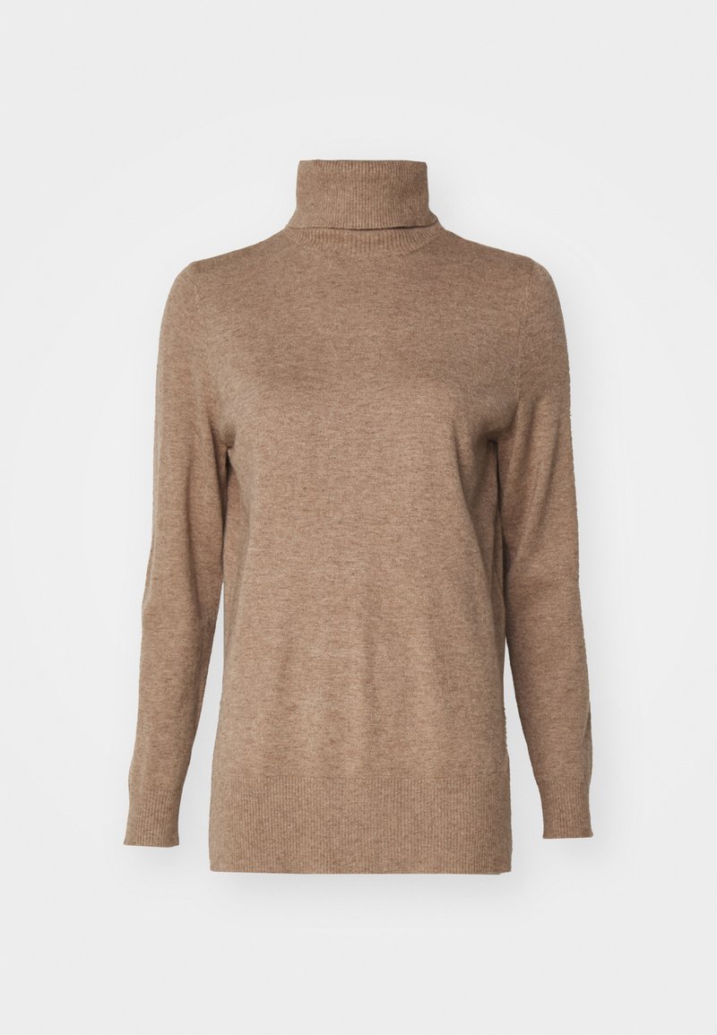ONLY ONLIBI LONG SLIT ROLLNECK - Neule - malt ball/taupe - Zalando.fi