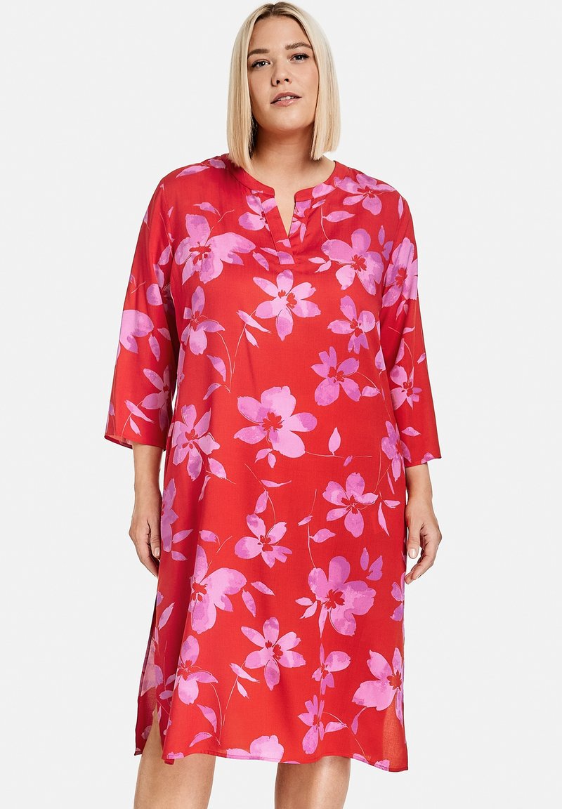 Samoon MIT FLOWER PRINT - Jurk - power red gemustert/rood - Zalando.be