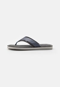 Pier One LEATHER - T-bar sandals - blue - Zalando