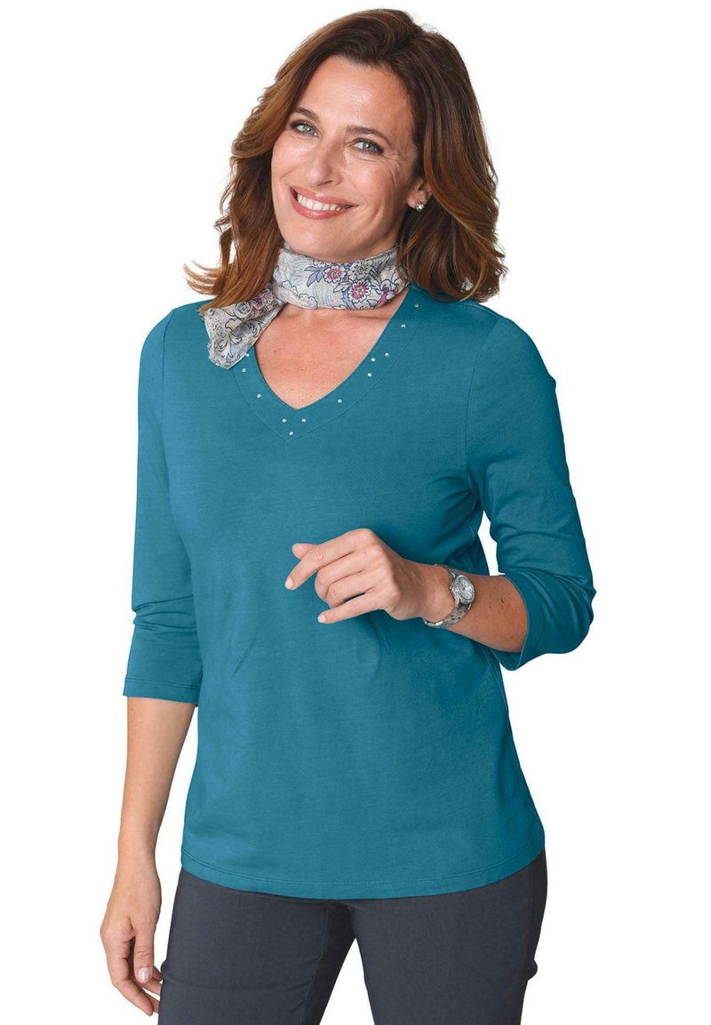 GOLDNER Langarmshirt - petrol green/türkis - Zalando.de