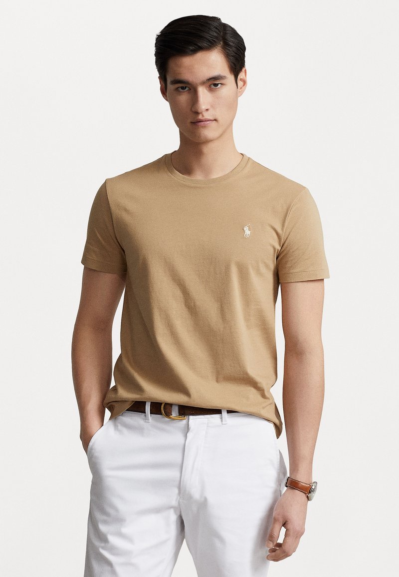 Polo Ralph Lauren CUSTOM SLIM FIT JERSEY CREWNECK T-SHIRT - T-shirt basic - luxury tan/beige ...