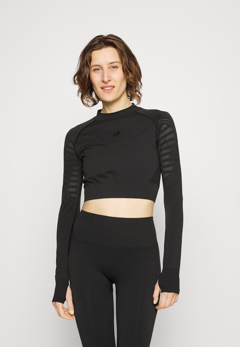 ASICS SEAMLESS CROP - Pitkähihainen paita - performance black/musta ...